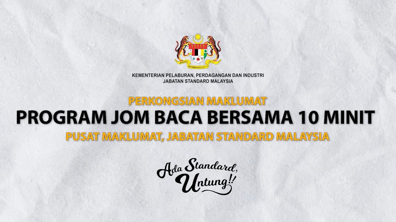 Program Jom Baca Bersama Selama 10 Minit 2024 | Jabatan Standard Malaysia