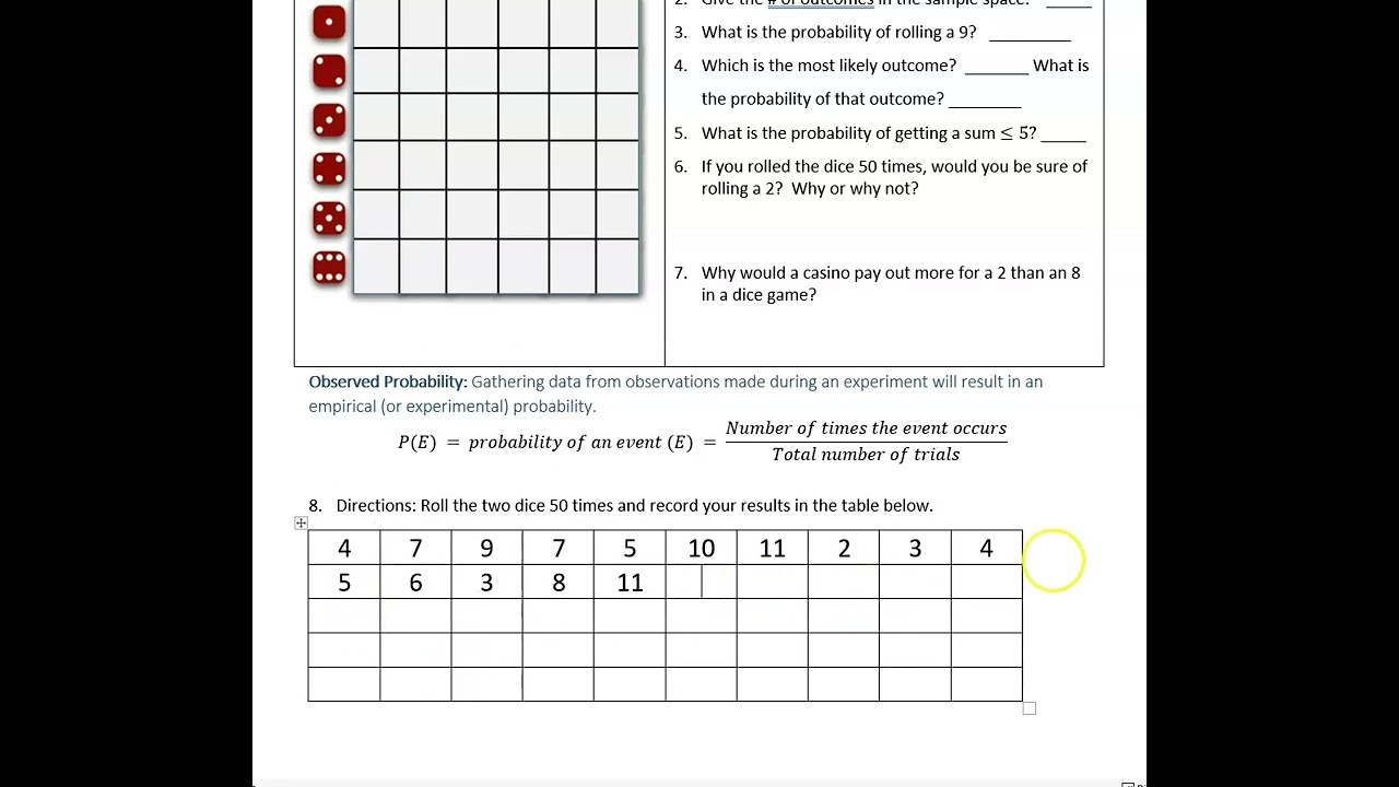 Probability Worksheet Walk-Through