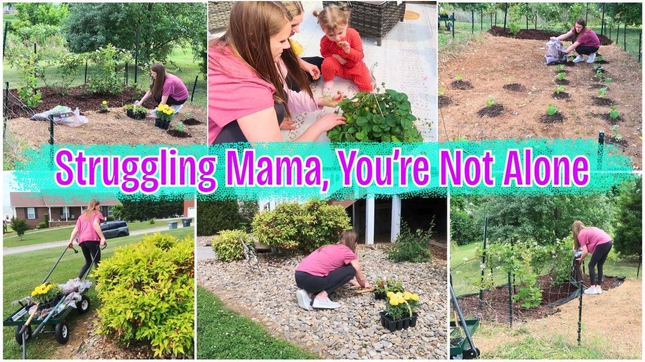 STRUGGLING MAMA, YOU'RE NOT ALONE. PLANTING FLOWERS, MULCHING, WALMART GROCERY HAUL