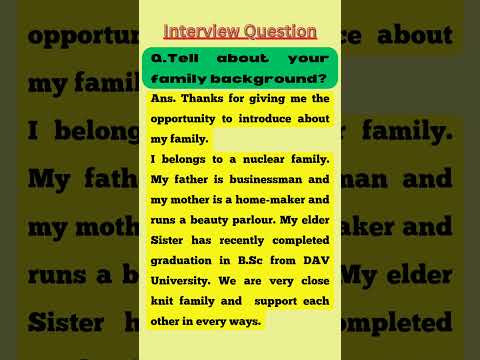 Tell about your family background in interview| how to tell about family| #family #interview #shorts