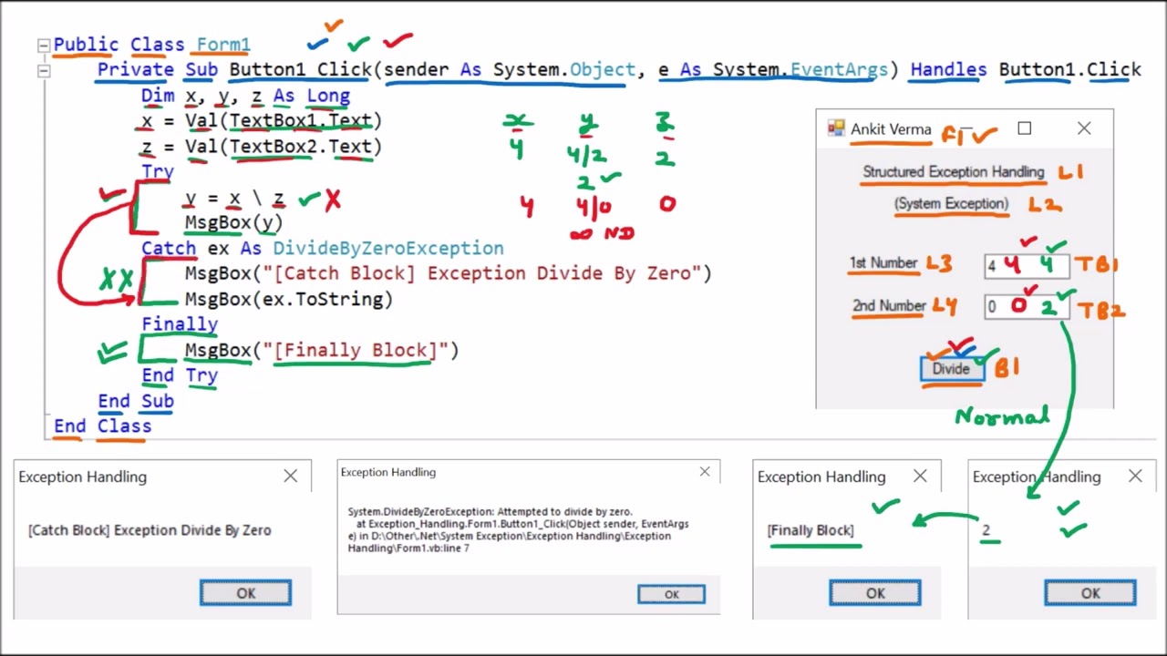 Exception handling - Try catch, VB.net