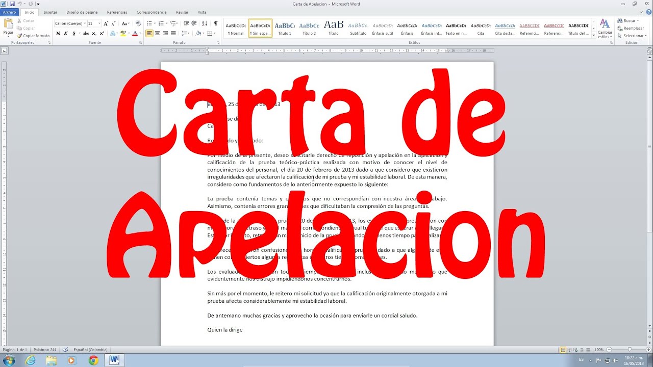 Como hacer una carta de apelación