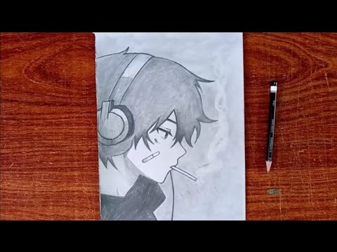 How to Draw a Smoking Anime Boy with Headphones Easy | Step by Step Drawing Tutorial for Beginners
