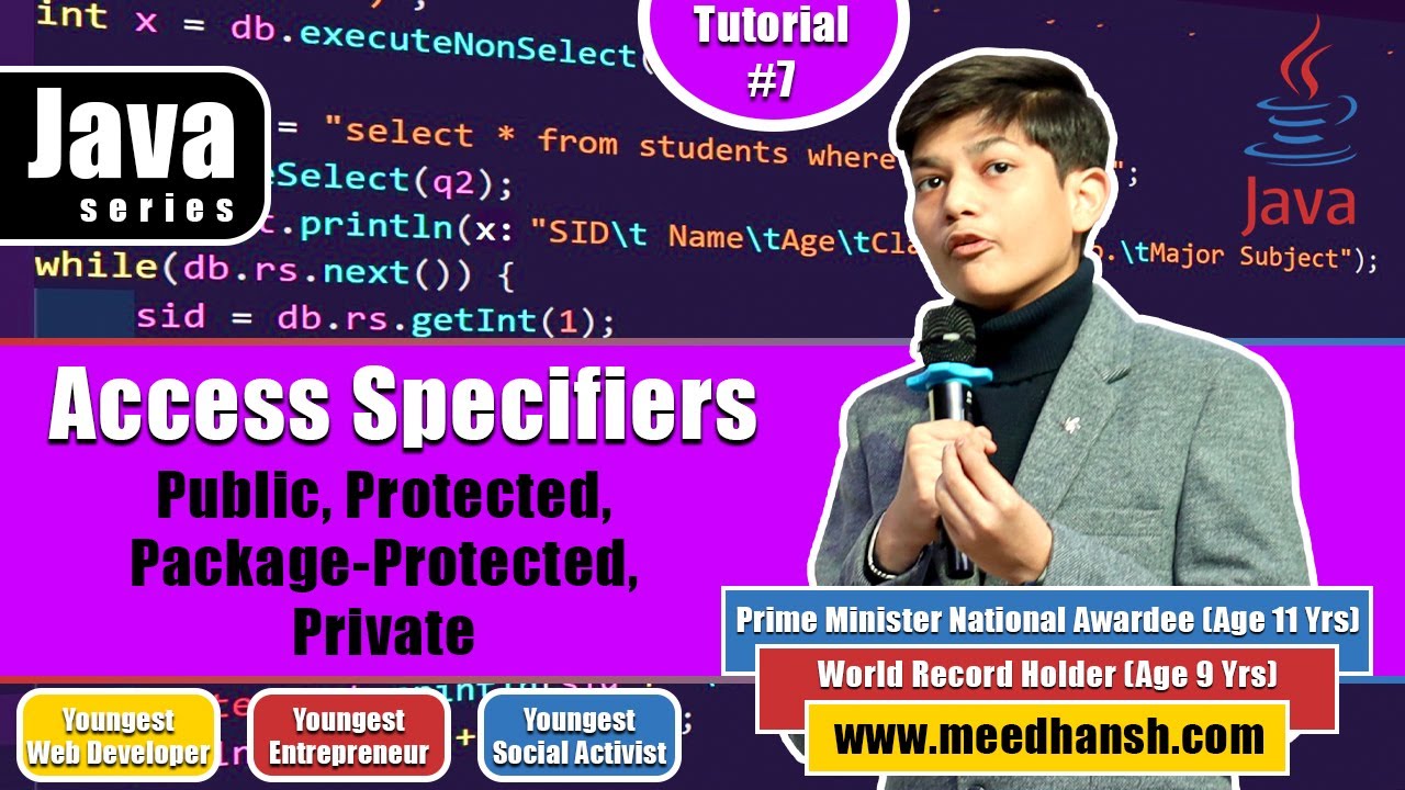 Java Access Specifiers/Modifiers | Tutorial #7 | Java Series by Meedhansh K. Gupta