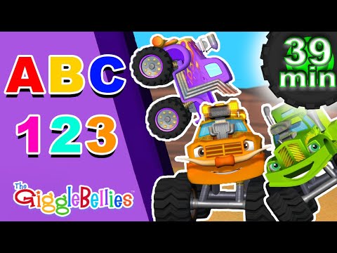Learn Numbers and ABC's with Monster Trucks Racing! | Ep 03 | GiggleBellies