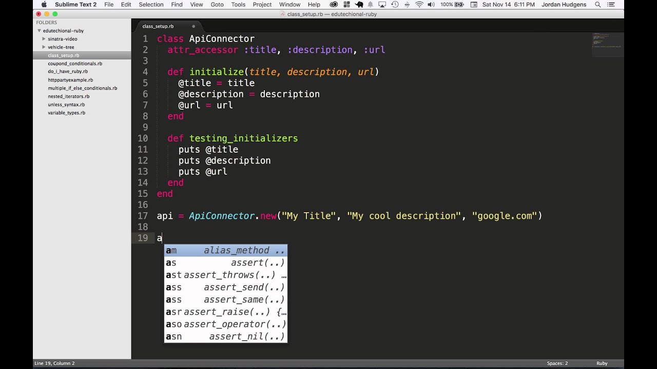 How to use an initializer method in a Ruby class