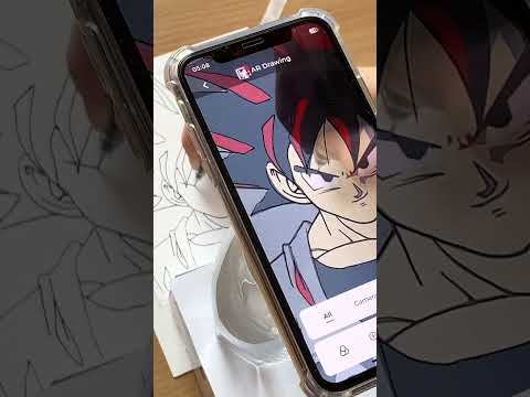Drawing Goku in augmented reality! 🎨 Learn to draw with "AR Drawing" app! #draw #anime