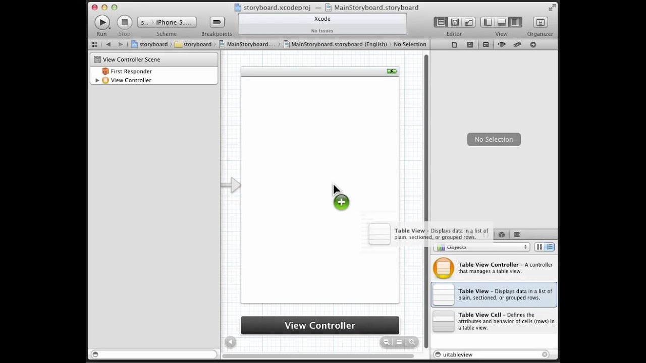 Adding a UITableView as a subview in a storyboard