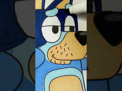 💙 Coloring Bluey’s Dad, Bandit #bluey #art #shorts