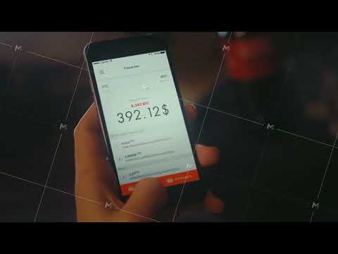 Bitcoin symbol on mobile app screen with big BUY and SELL buttons. Stock. Bitcoin on stock market