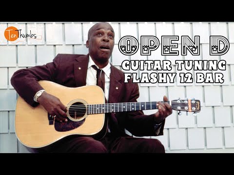 Open D Tuning Flashy 12 bar blues Delta Blues Tutorial