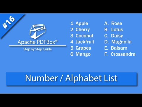 Number List Apache PDFBox, Alphabet List Apache PDFBox Tutorial
