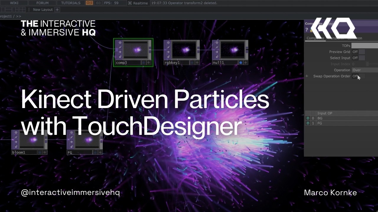 Kinect Driven Particles with TouchDesigner (using particlesGPU) - TouchDesigner Tutorial 194
