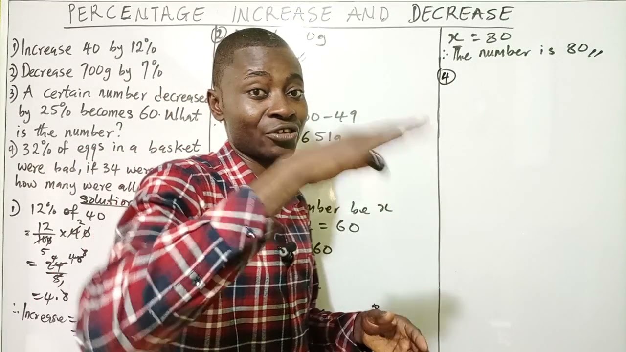 Joshua Okwuwe Online Maths - PERCENTAGE INCREASE AND DECREASE