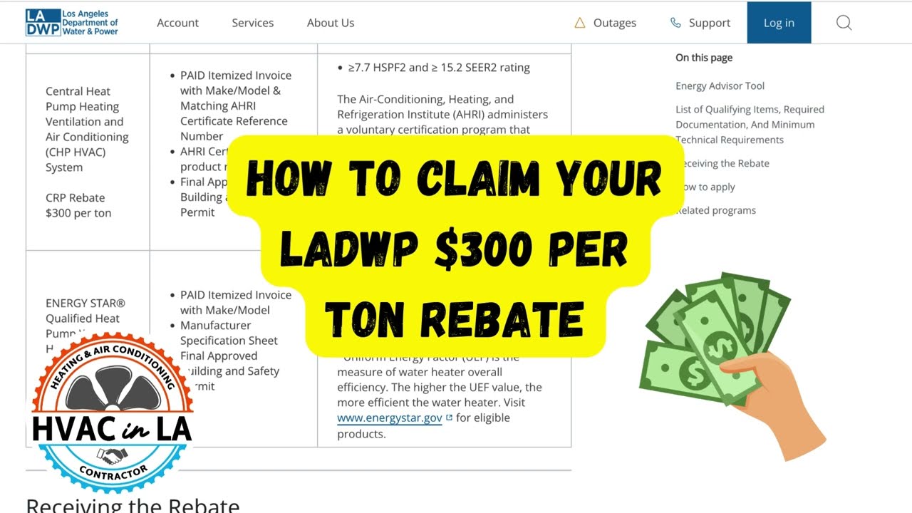 How to Claim the LADWP $300/Ton Central HVAC Heat Pump Rebate – Step-by-Step Walkthrough