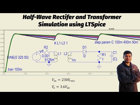 Halfwave Rectifier and Transformer Simulation using LTSpice | Transformer Modelling Explained