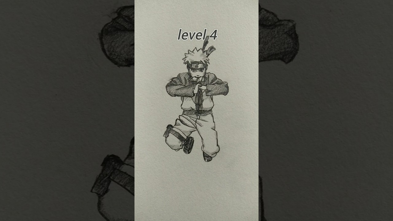 Drawing Naruto Uzumaki in different levels #shorts #drawing #naruto #anime