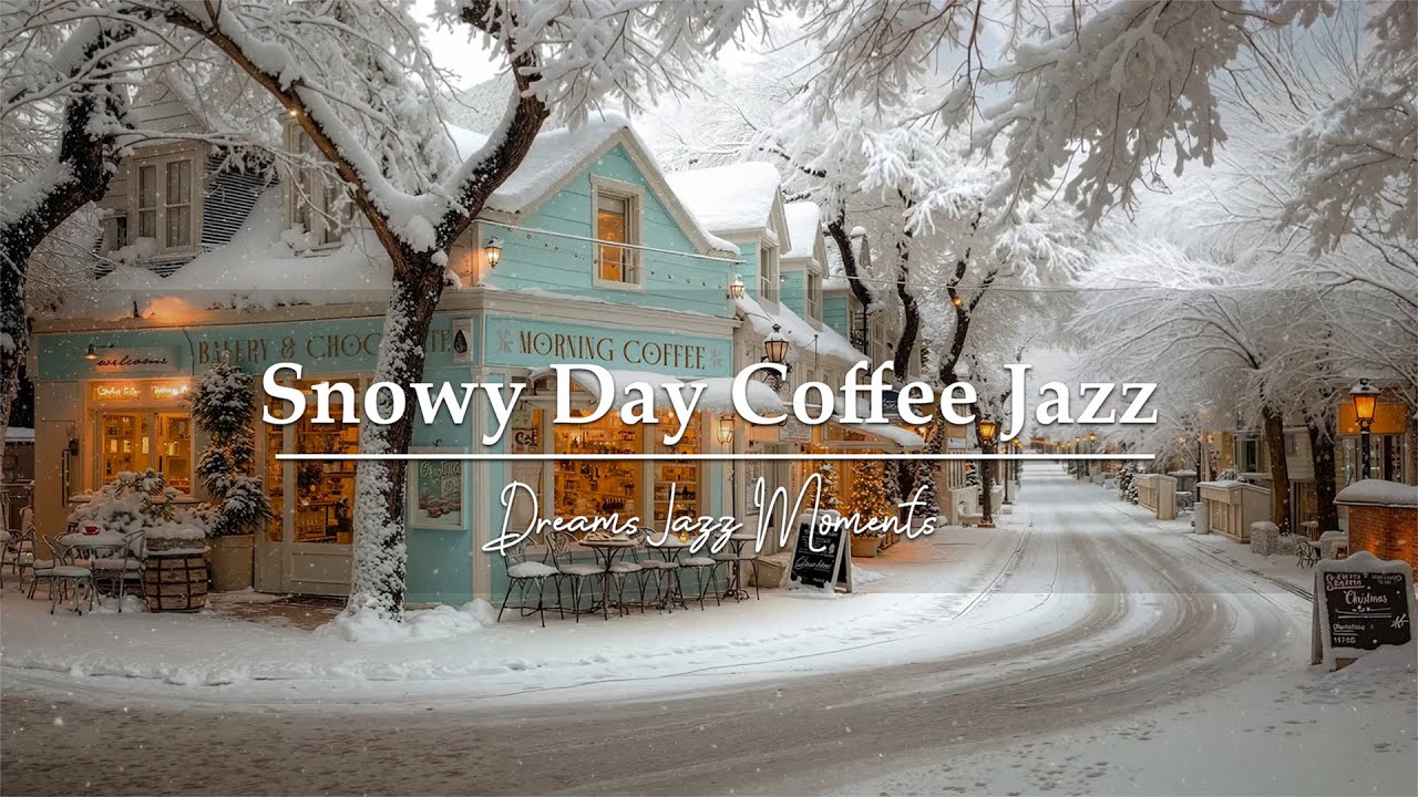 Relaxing Morning Jazz at Snowy Winter Coffee Shop Town❄️Warm Jazz Playlist to Ease Your Mind & Rest