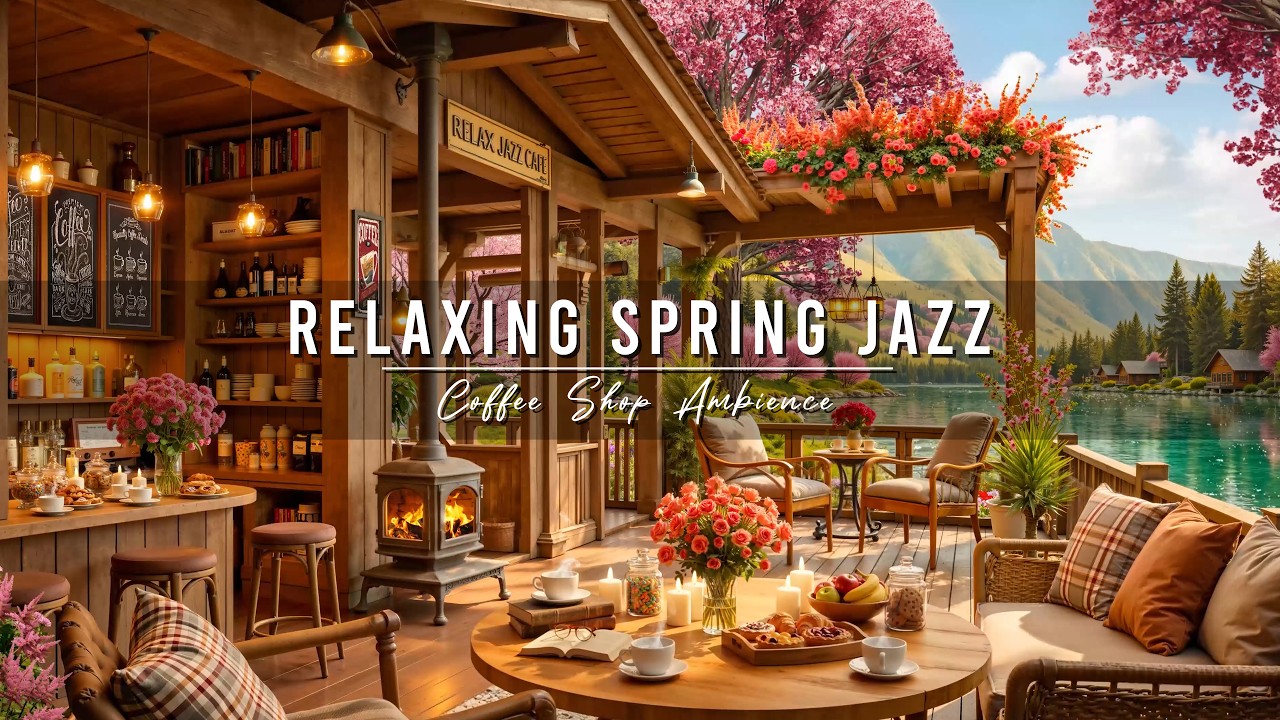 Cozy Spring Coffee Shop Ambience with Jazz Relaxing Music 🌸 Smooth Piano Jazz Music for Work, Study