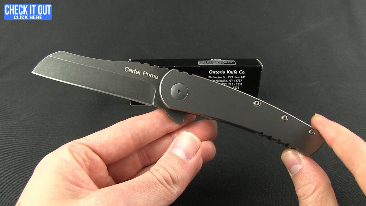 Ontario Carter Prime Frame Lock Flipper Titanium (3.375" Black SW) 8875 ...