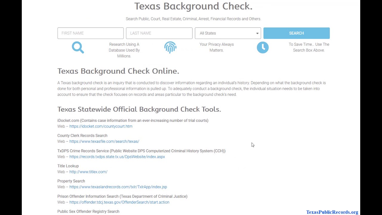 Texas Background Check (Official Criminal and Public Records Search Online).
