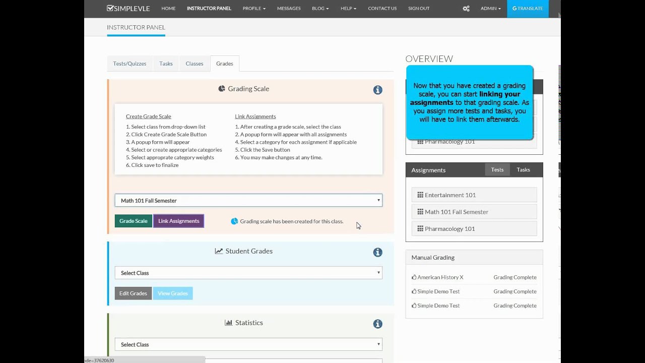 How to create a grade scale on SimpleVLE