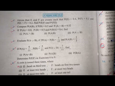 EX 13.1 Q1 TO Q17 SOLUTIONS OF PROBABILITY NCERT CHAPTER 13 CLASS 12th