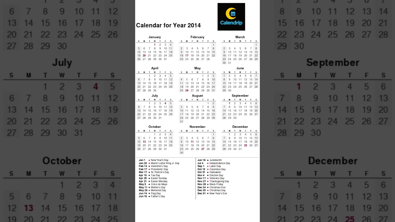 Calendar 2014 #monthsoftheyear #2014