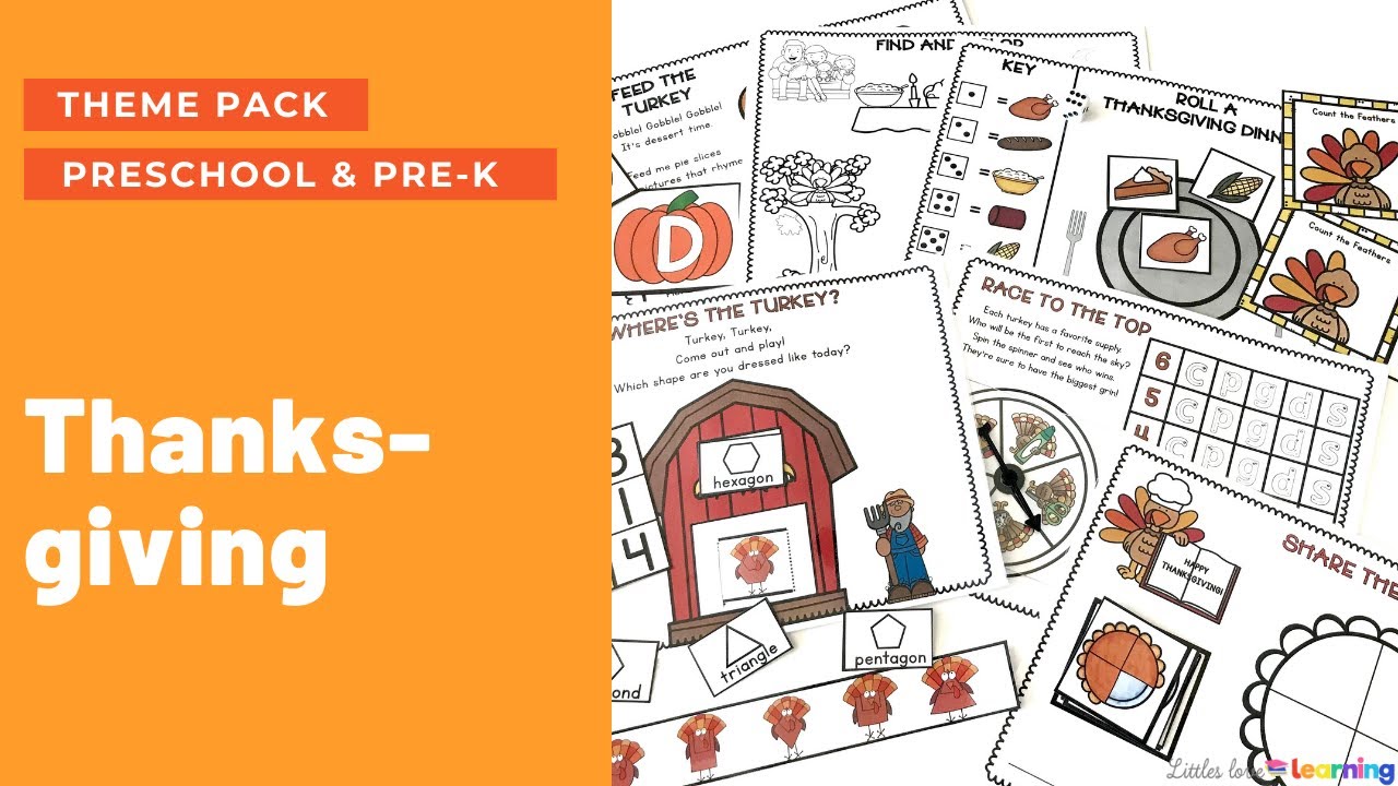 Thanksgiving Math & Literacy Activities for Preschool, Pre-K, & Kindergarten