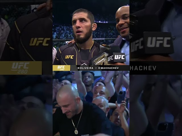 Watch: Islam Makhachev puts UFC lightweight title on his father's ...
