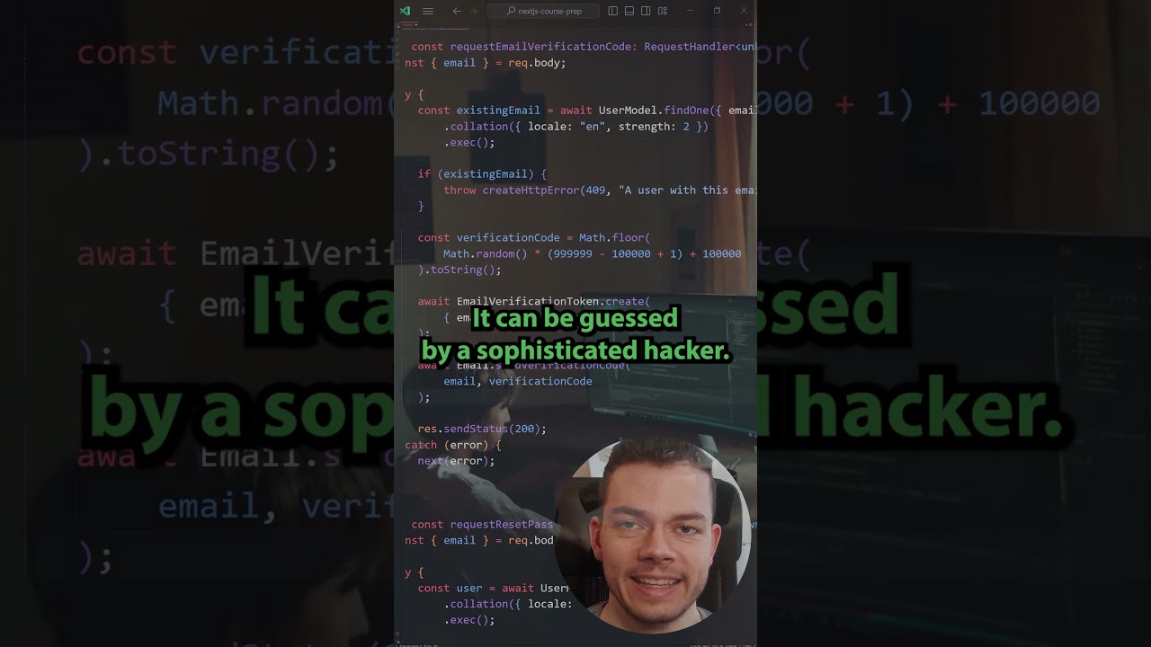 Don’t Use Math.Random to Create Verification Codes ⚠️#webdevelopment #webdeveloper #backend