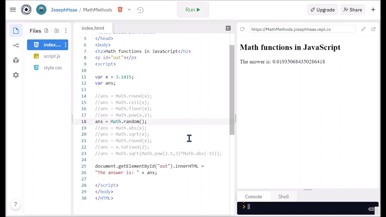 Math Functions in JavaScript