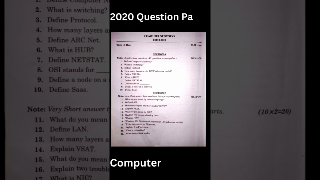 Computer Network Question Paper 2020 || Computer Network