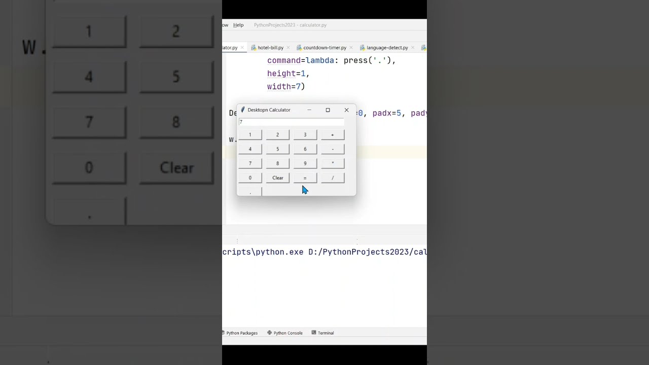 Simple Desktop Calculator Using Python Tkinter #python #shorts