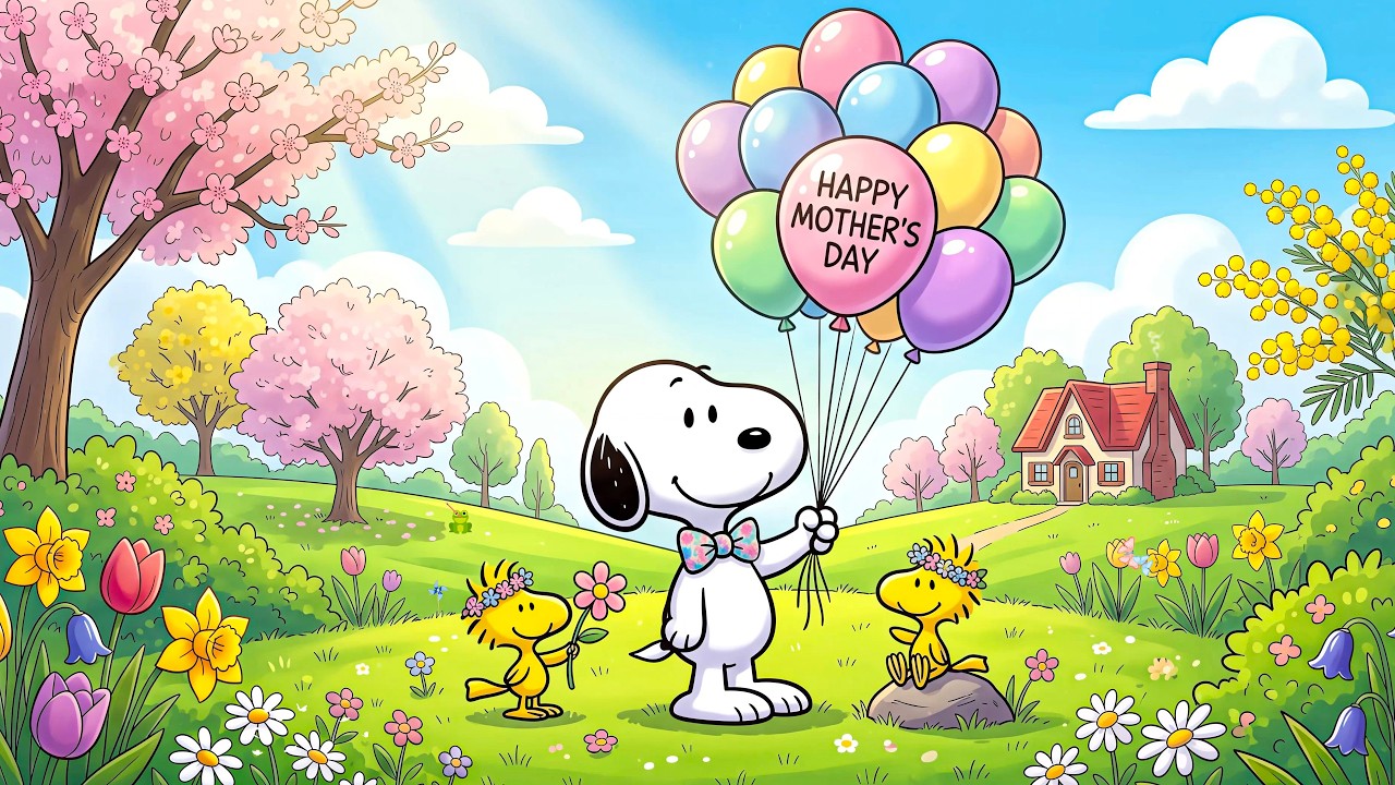 Snoopy’s Happy Mother's Day Celebration 🎈 | Relaxing Spring Jazz for Study, Focus & a Calm Morning 🌸