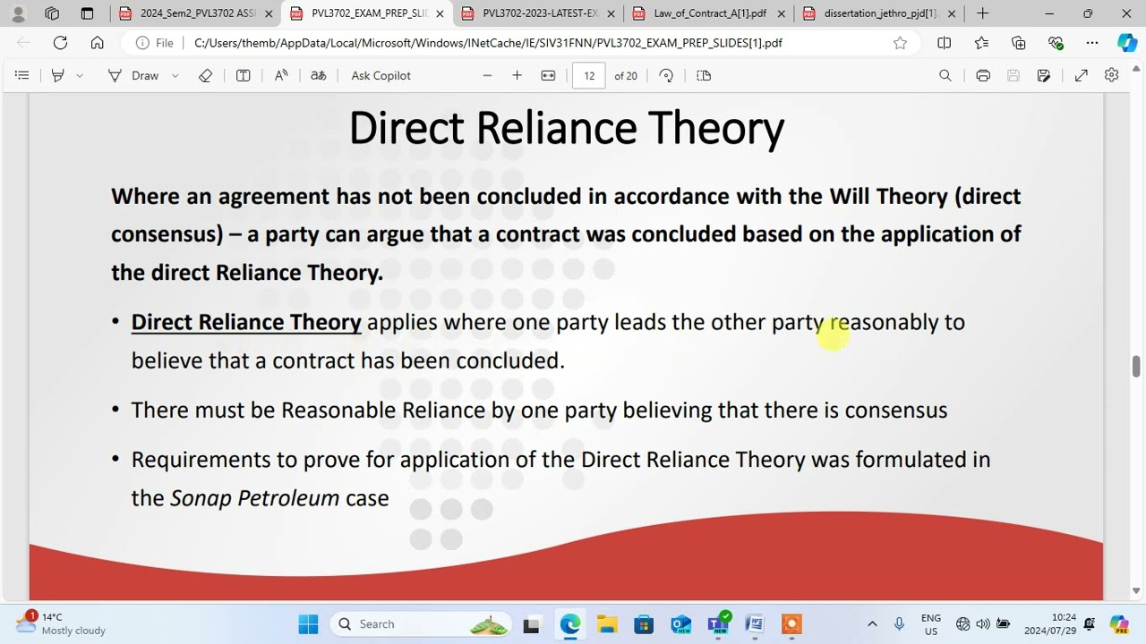 PVL3702 LAW OF CONTRACT assignment 1 sem 2
