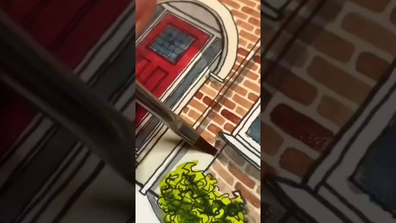Watercolour brick painting (Credits: @Livpaintsbuildings)