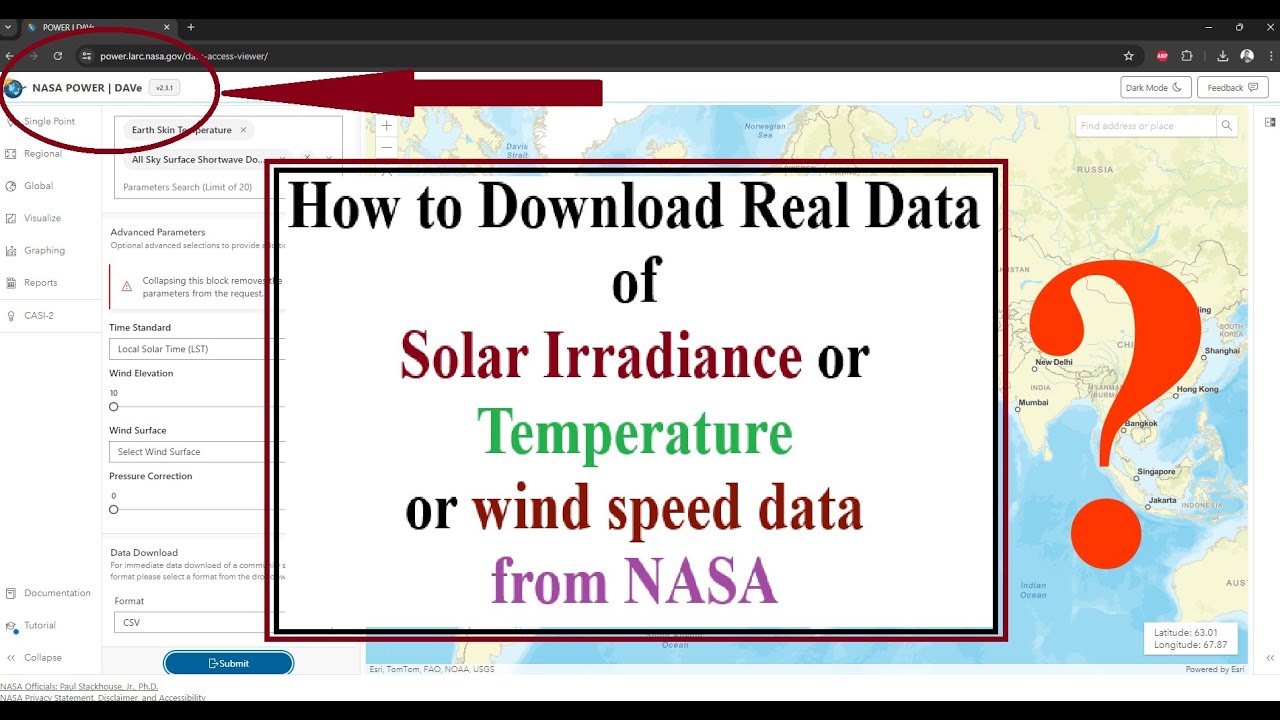 How to download real data set of irradiance or temperature of wind? NASA data