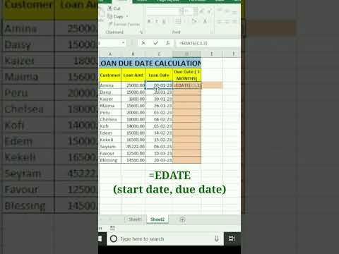 calculate loan payment due date in excel #short #shorts #Excel #exceltips #excelworld