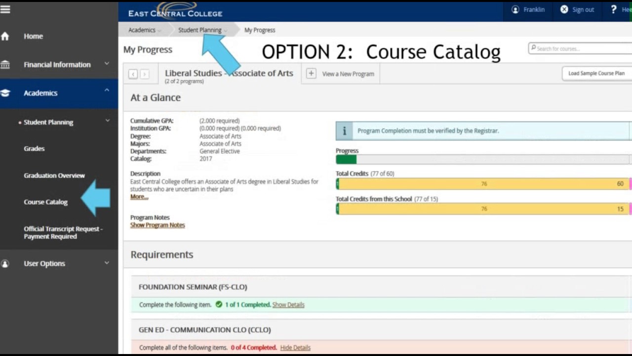 Adding Courses to Plan using course catalog