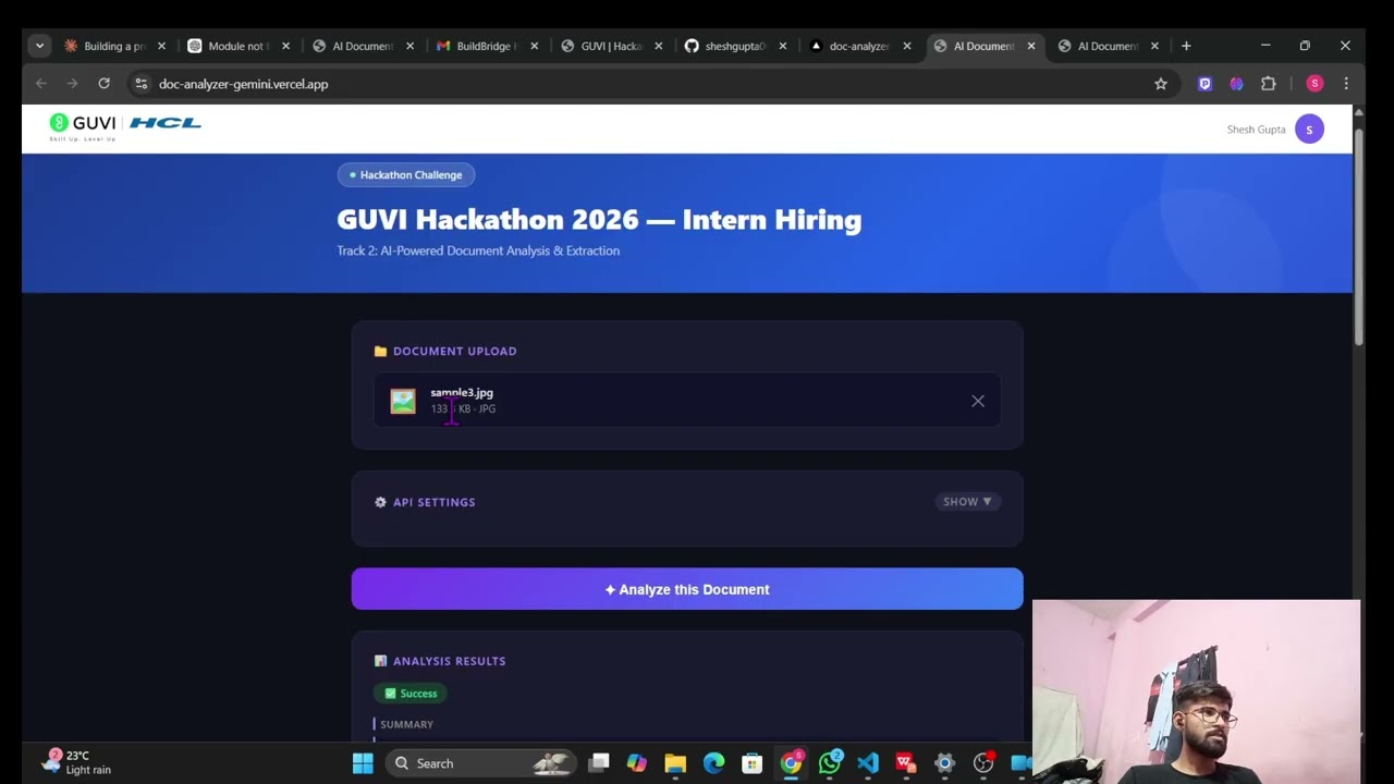 AI Document Analyzer | GUVI Hackathon 2026 | Shesh Gupta