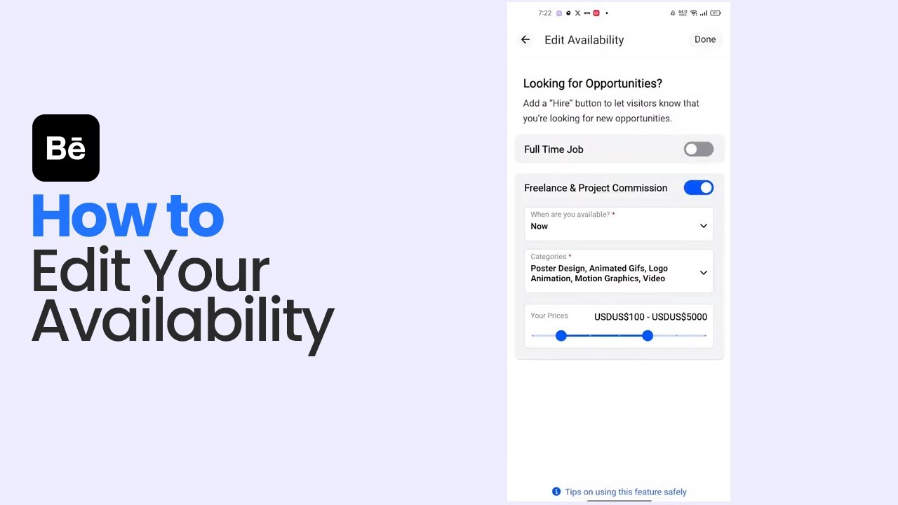 How to Edit Your Availability on Behance [easy]