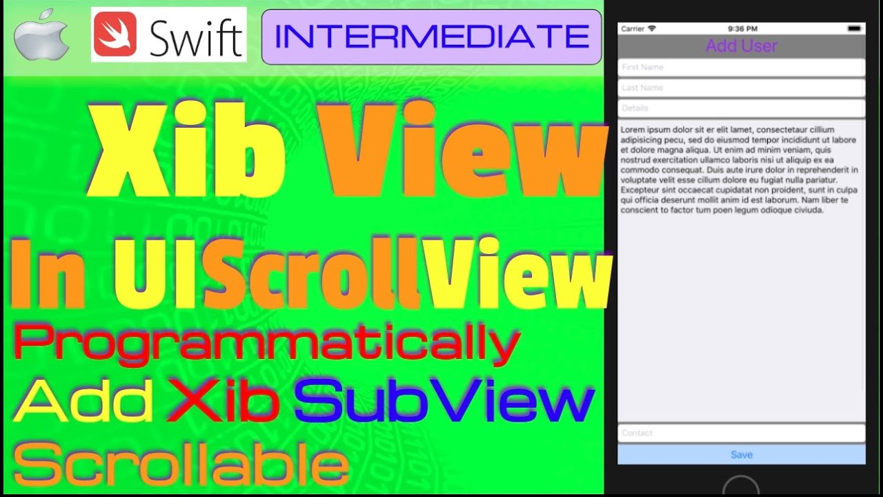 IOS , Swift , Tutorial - create an ScrollView Programmatically  (UIScrollView, XIB)