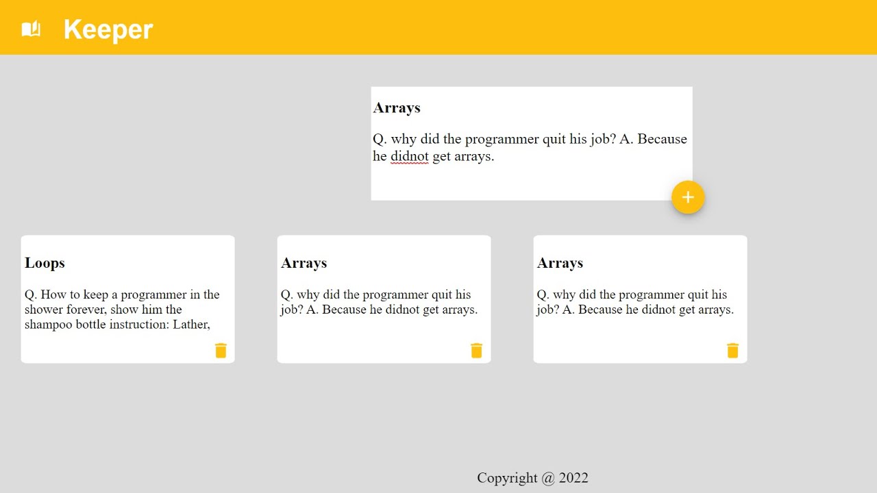 KEEPER APP || USING REACT || WEB DEVELOPMENT