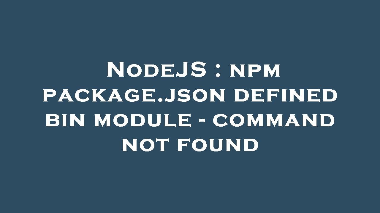 NodeJS : npm package.json defined bin module - command not found