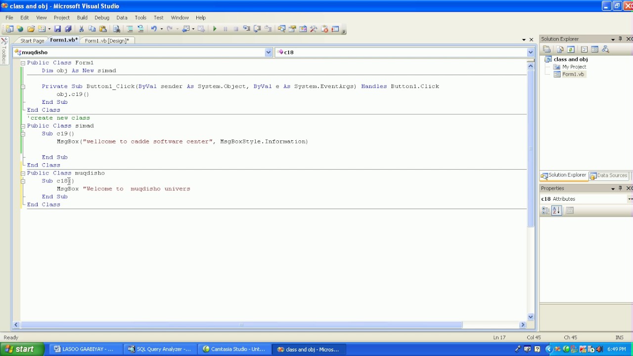Class and Object Visual Basic 2008