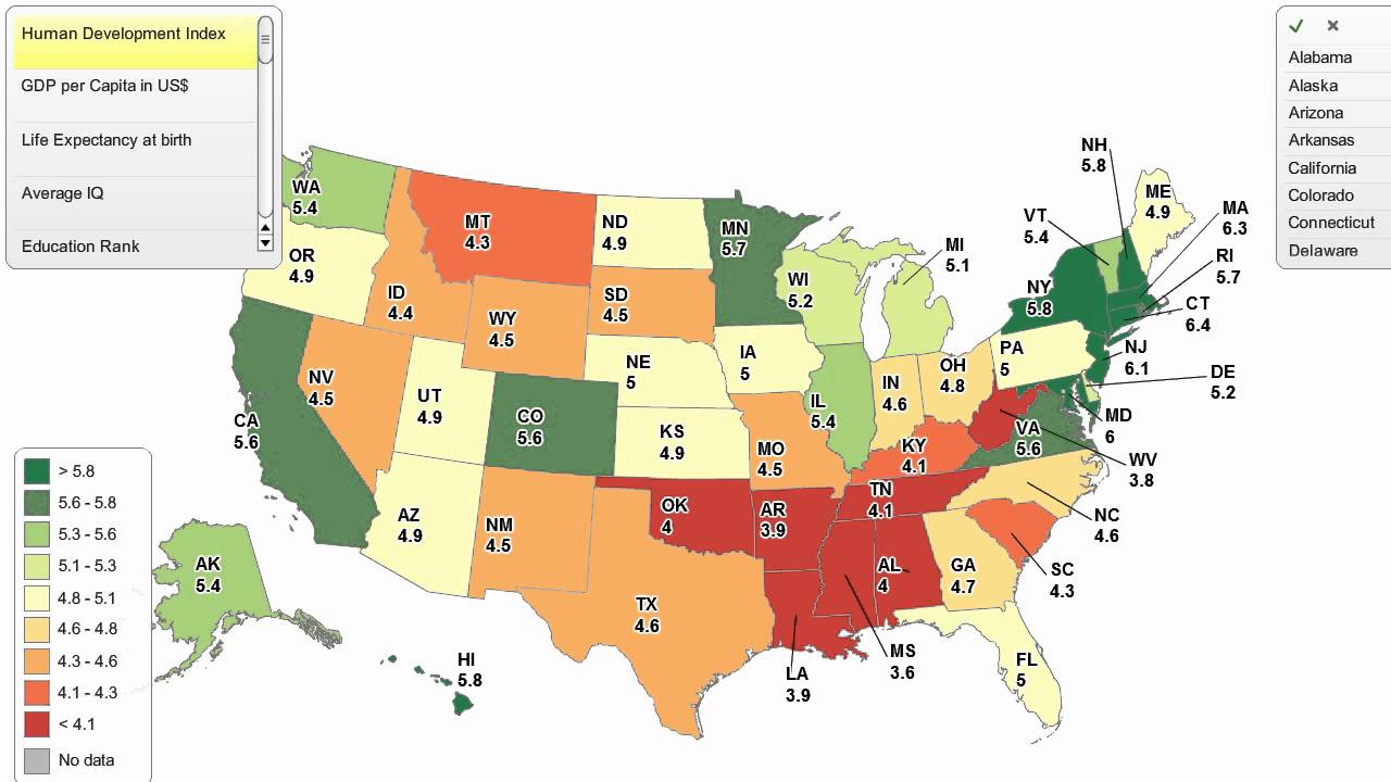 HDI by US State