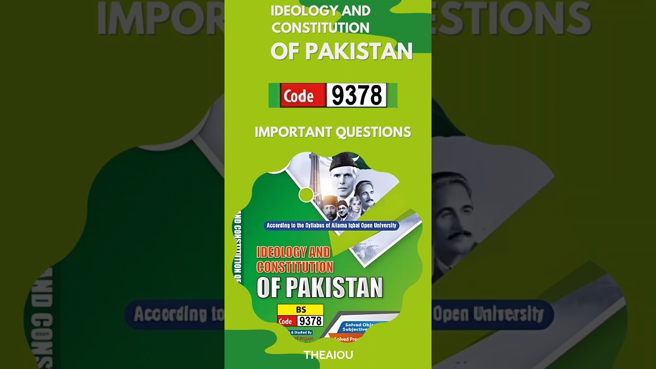 📚 AIOU 9378 Guess Paper 2025🔥 – Ideology & Constitution of Pakistan | Must Watch Before Paper! #9378