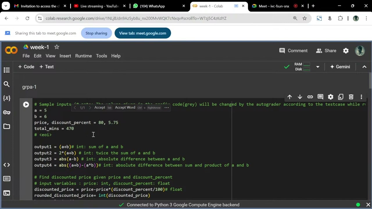 Python Week 1 GRPA solution discussion