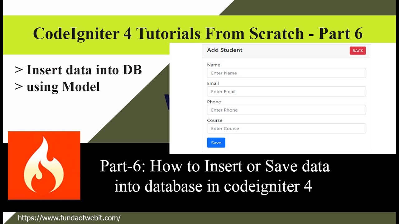 CodeIgniter4 - Part-6: How to Insert or save data into database in codeigniter 4